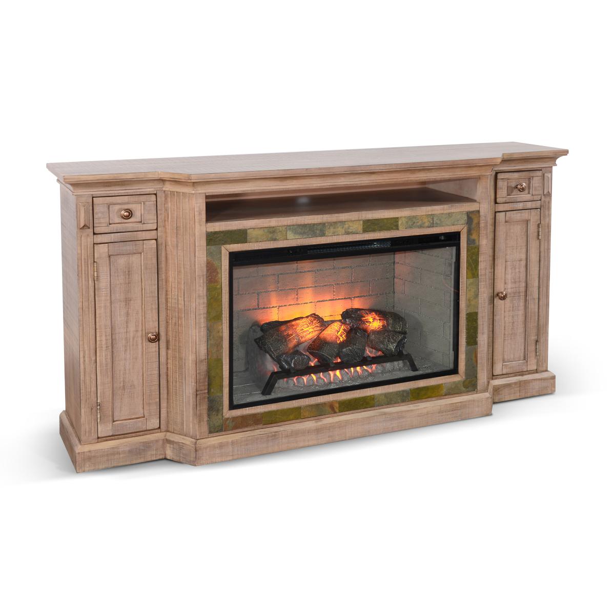 Sunny Designs Desert Rock TV Console w/ Optional Electric Fireplace ...